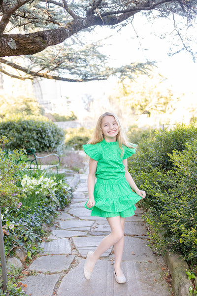 Green Textured Skort – Little Olin